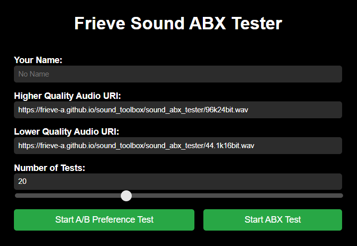 Frieve Sound ABX Tester | sound_toolbox